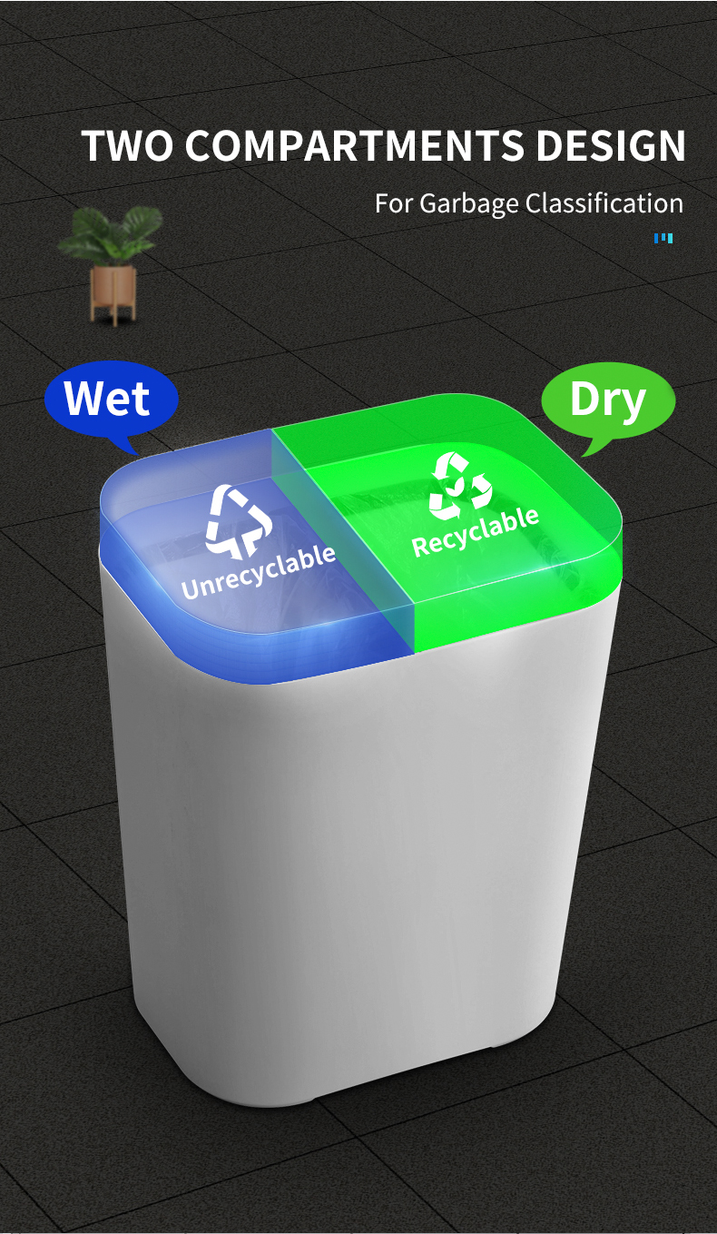 Practical white plastic dry and wet sorting trash can/waste-_Zhejiang ...
